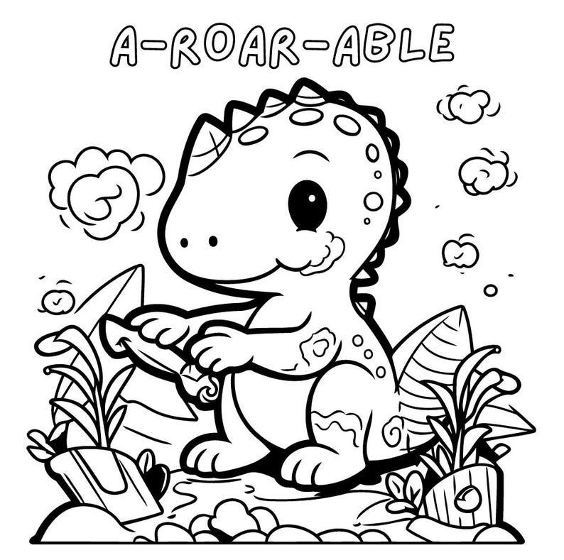 Hear Me Roar Dinosaur Coloring Pages - Etsy