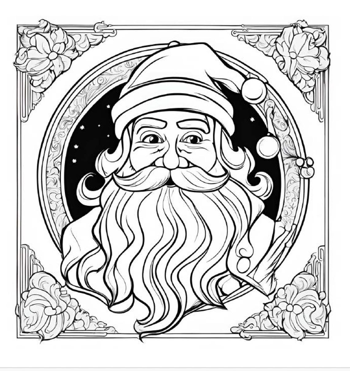Christmas Santas Coloring Pages - Etsy