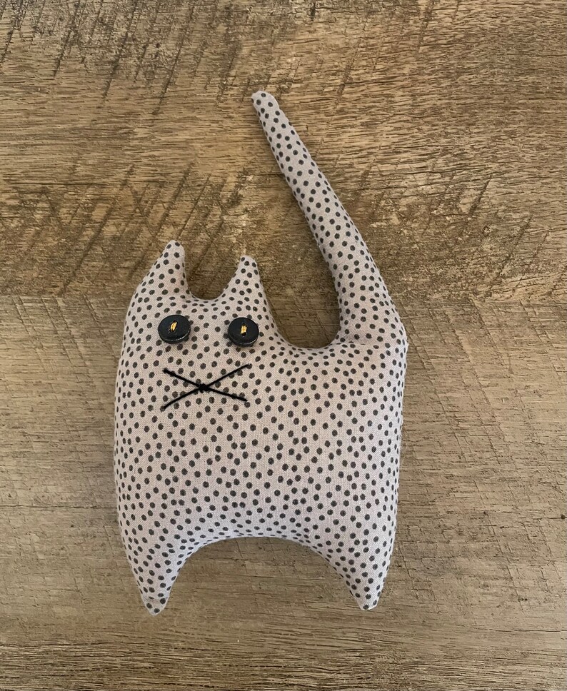 Itty Bitty Chubby Kitty Cat Doll - Gray With Black Polka Dots - Etsy
