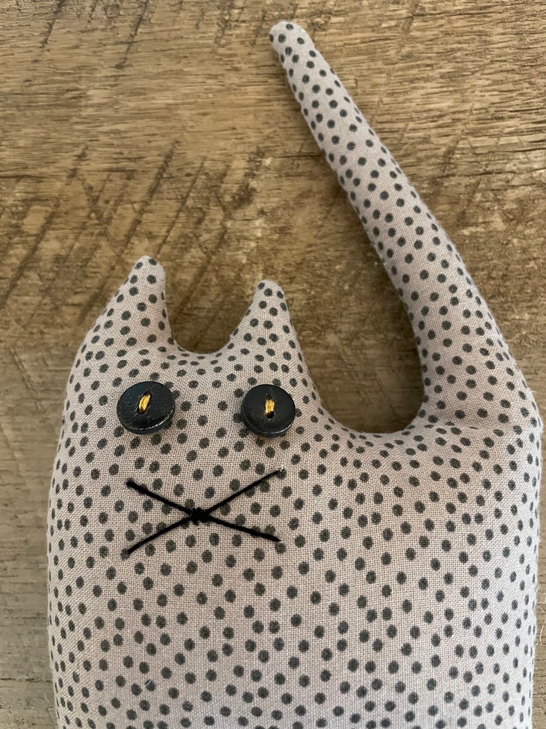Itty Bitty Chubby Kitty Cat Doll - Gray With Black Polka Dots - Etsy