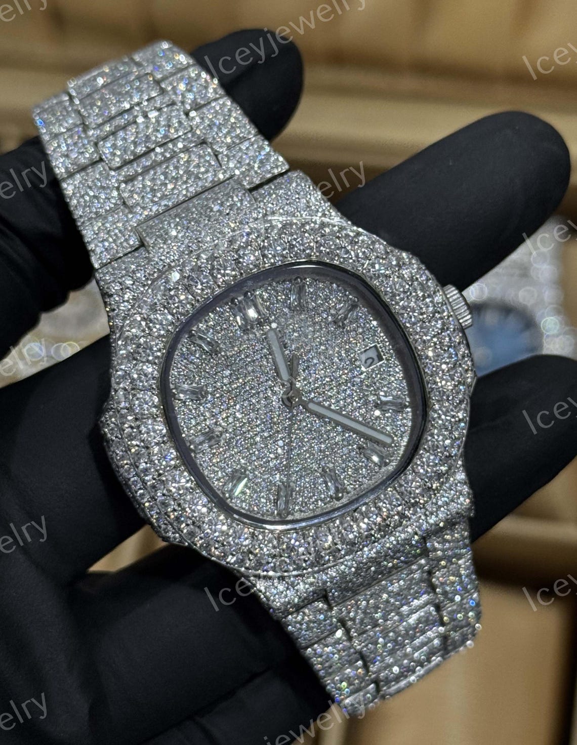 VVS1 Moissanite Diamond Watch Iced Out Men's Automatic Movement ...