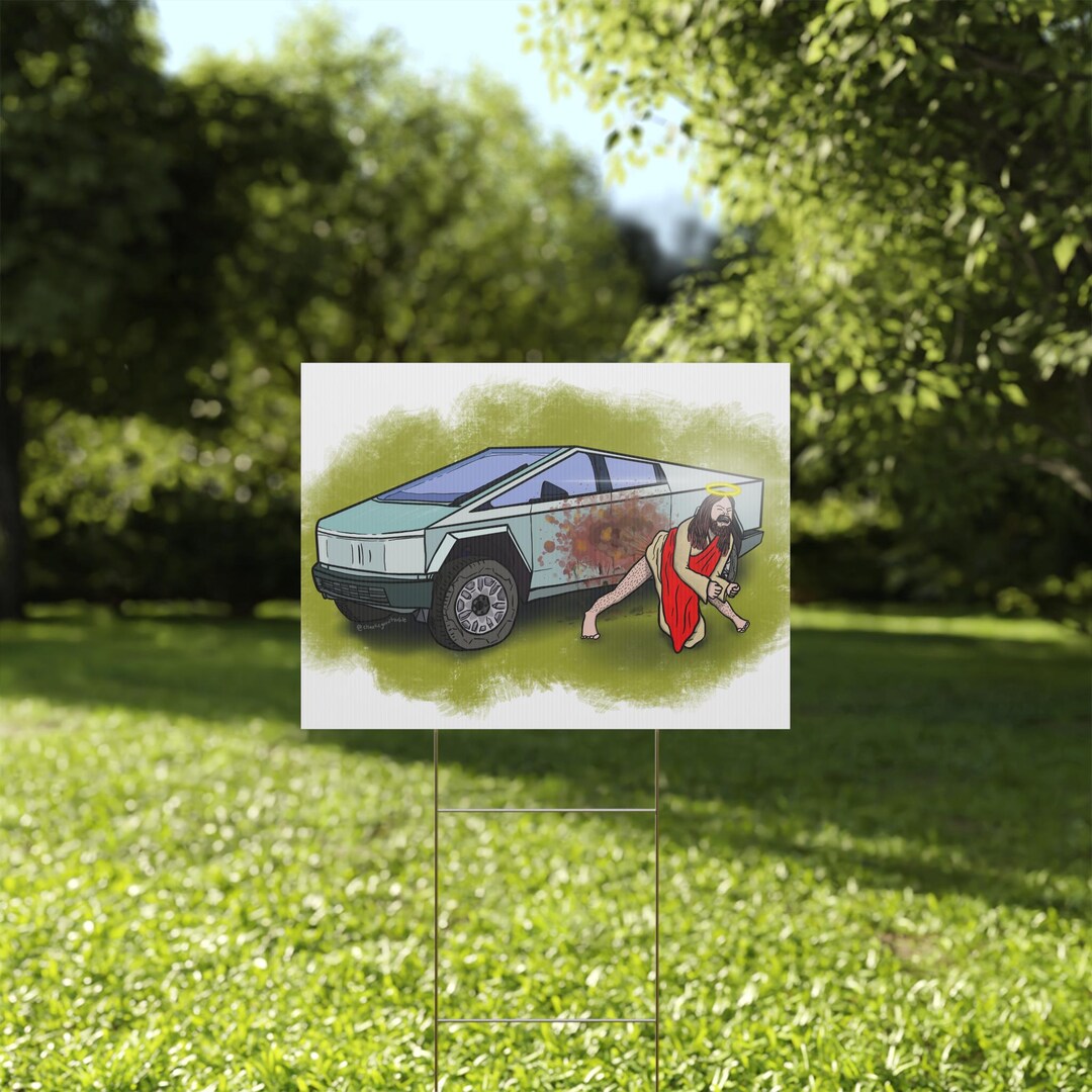 Jesus Sh*tting on Cybertruck - Anti-musk Anti-tesla Yard Sign ...