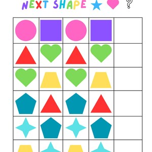 Draw the Next Shape 20-page Printable Digital Activity Book for Kids ...