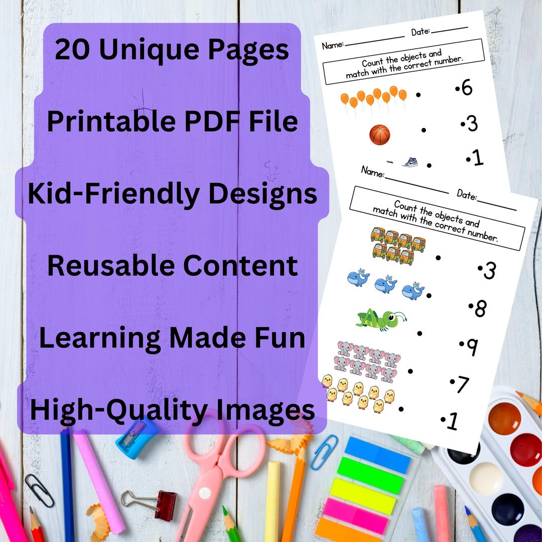 Printable Number Adventure: Matching, Counting & Number Practice for ...