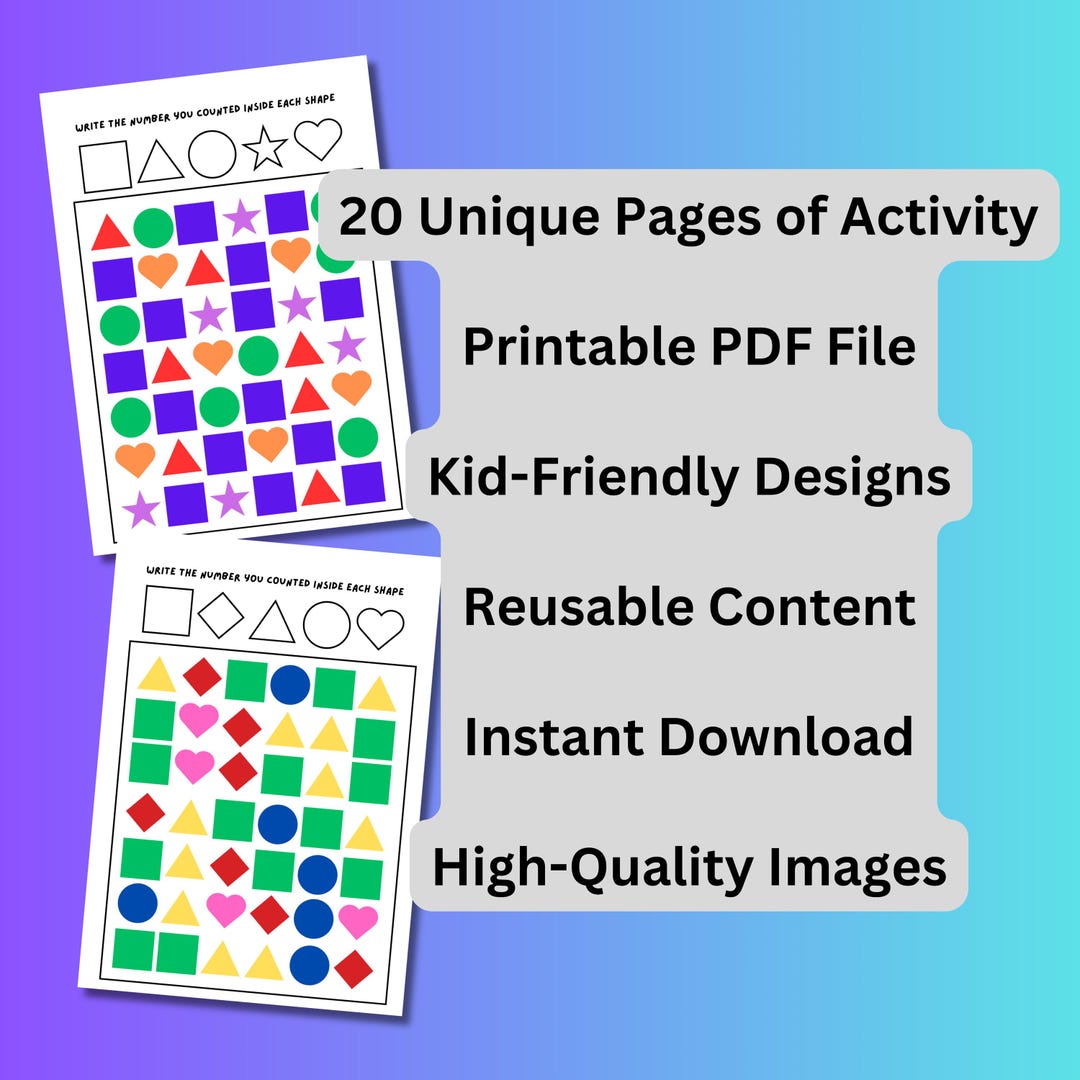 Count the Shapes 20 Printable Pages of Shape Counting Activities for ...