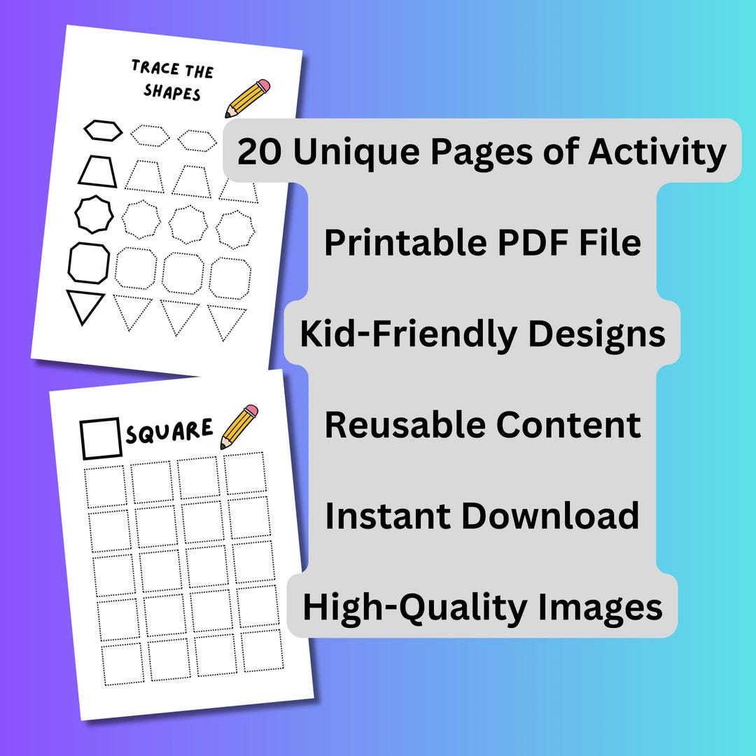 Trace the Shapes 20 Printable Pages of Shape Tracing Activities for ...