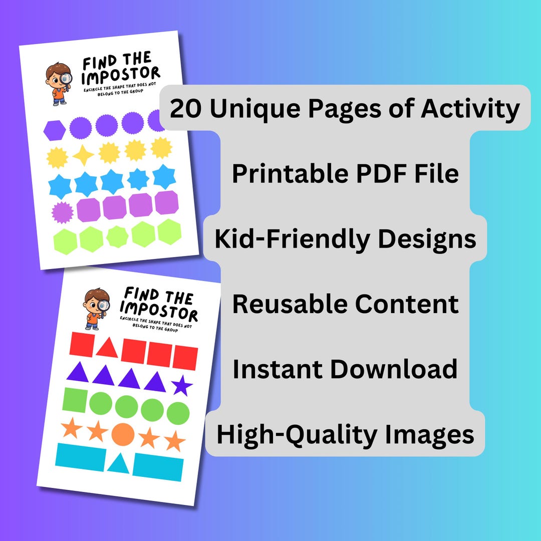 Find the Impostor 20 Printable Pages of Shape Sorting Activities for ...