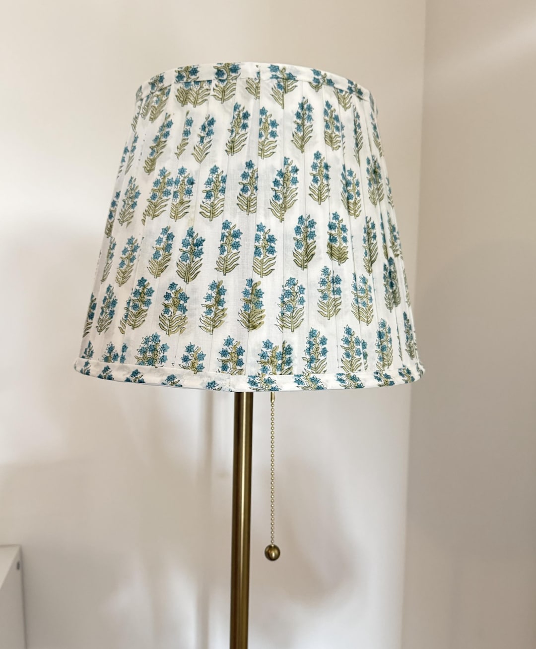 Pleated Cotton Fabric 12" Lampshade | Uno Fitter | Block Printed ...
