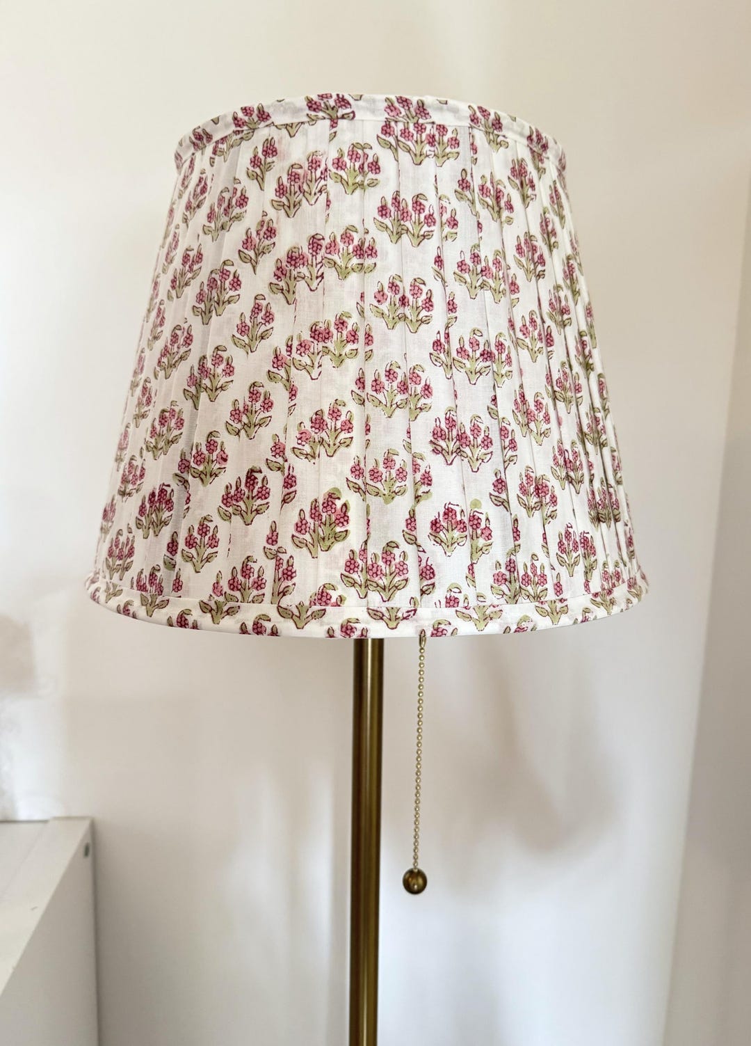Pleated Cotton Fabric 12" Lampshade | Uno Fitter | Block Printed ...