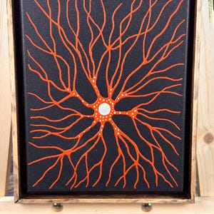 Neuron Art on Canvas With Handmade Frame, 9 X 11 Orange, Black, White ...