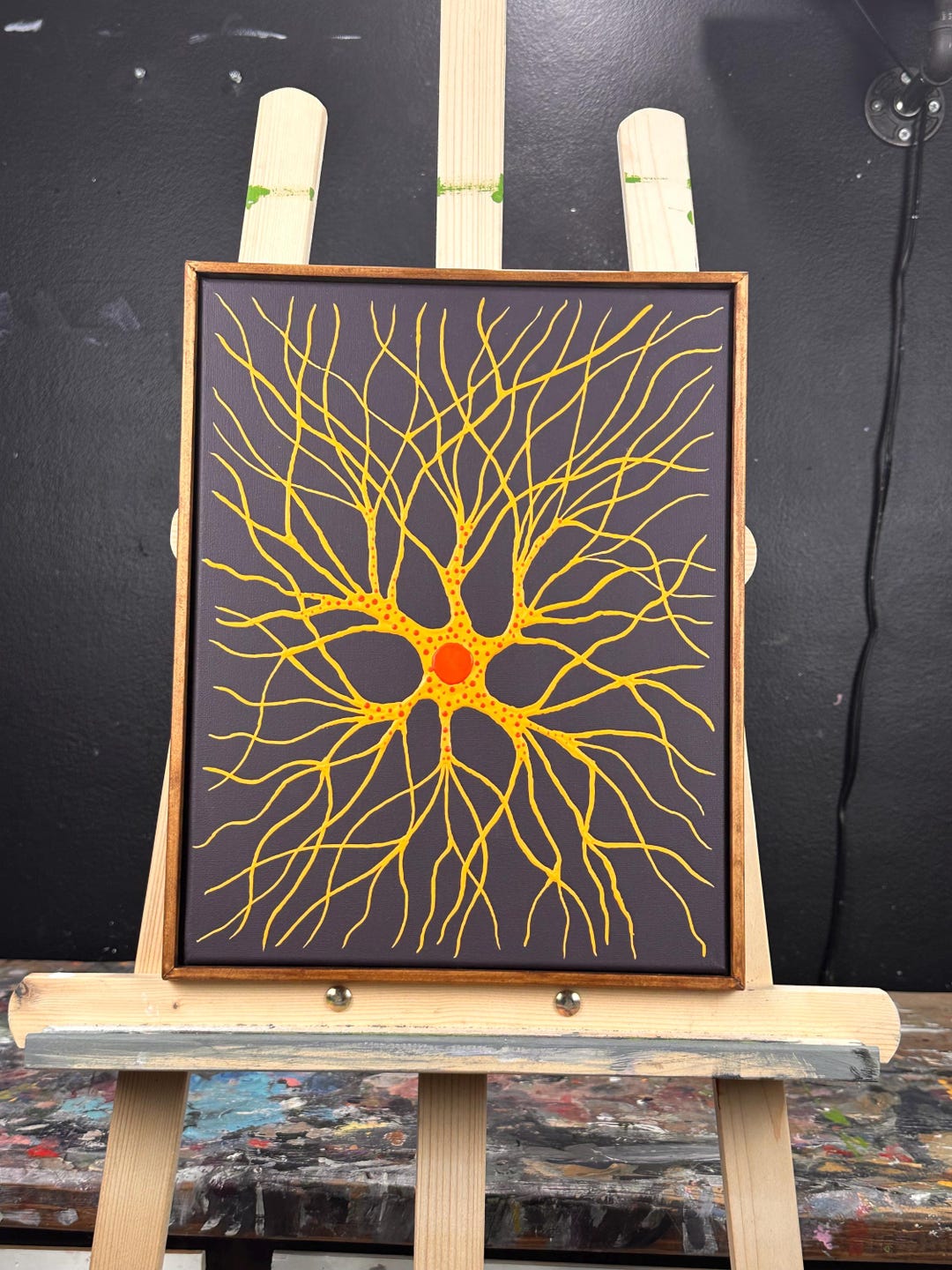Neuron Art on Canvas With Handmade Frame, 11.5 X 14.5 Black, Yellow ...