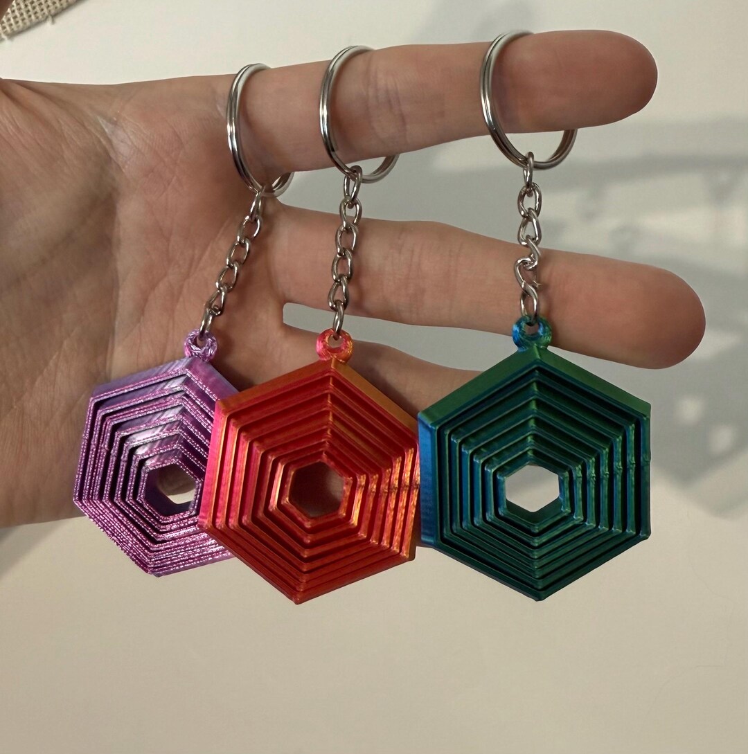HEXAGON FIDGET KEYCHAIN, Fidget Keychain, Fidget Keyring, Mini Fidget ...