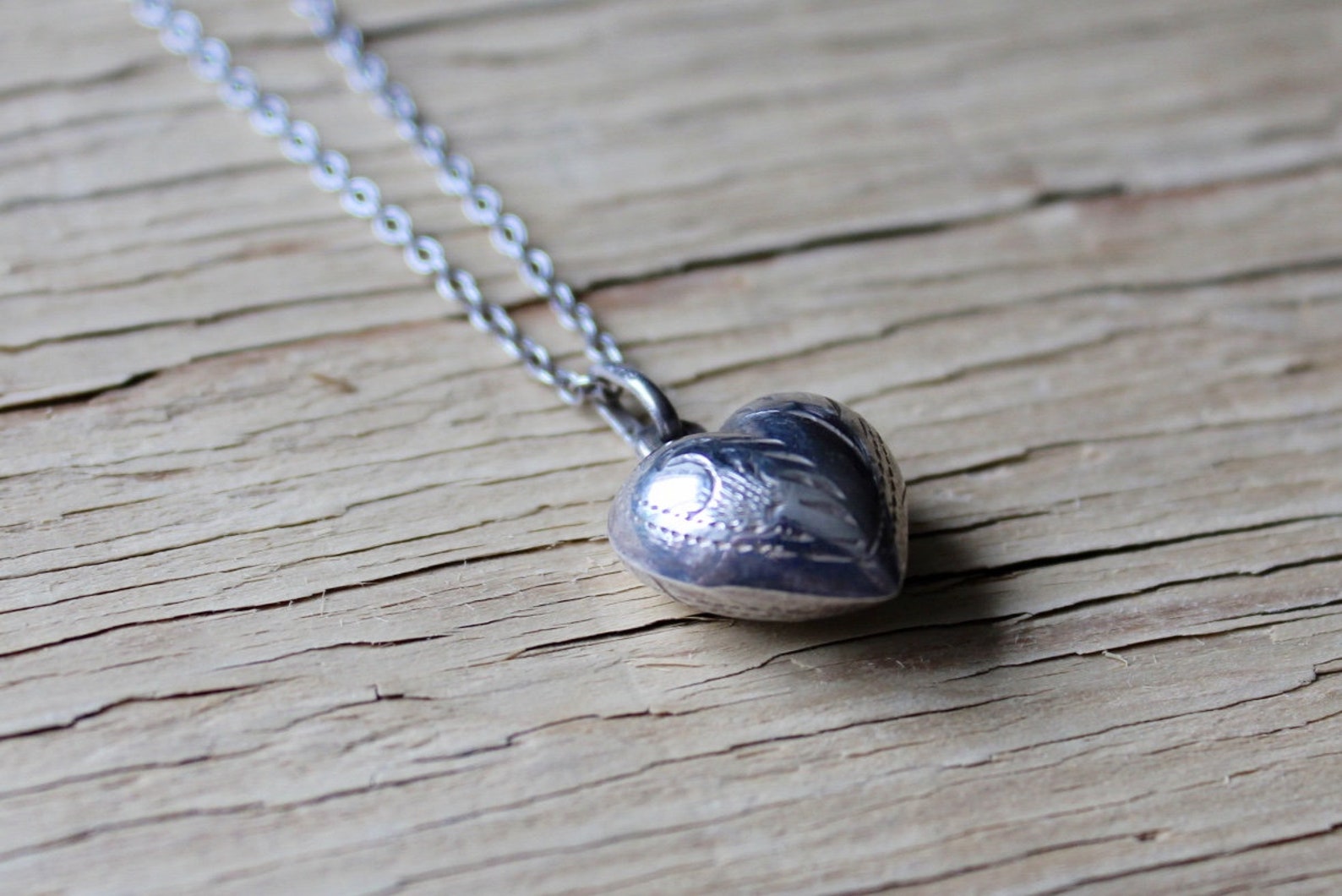 Sterling Silver Vintage Puffy Heart Pendant Sterling Silver - Etsy