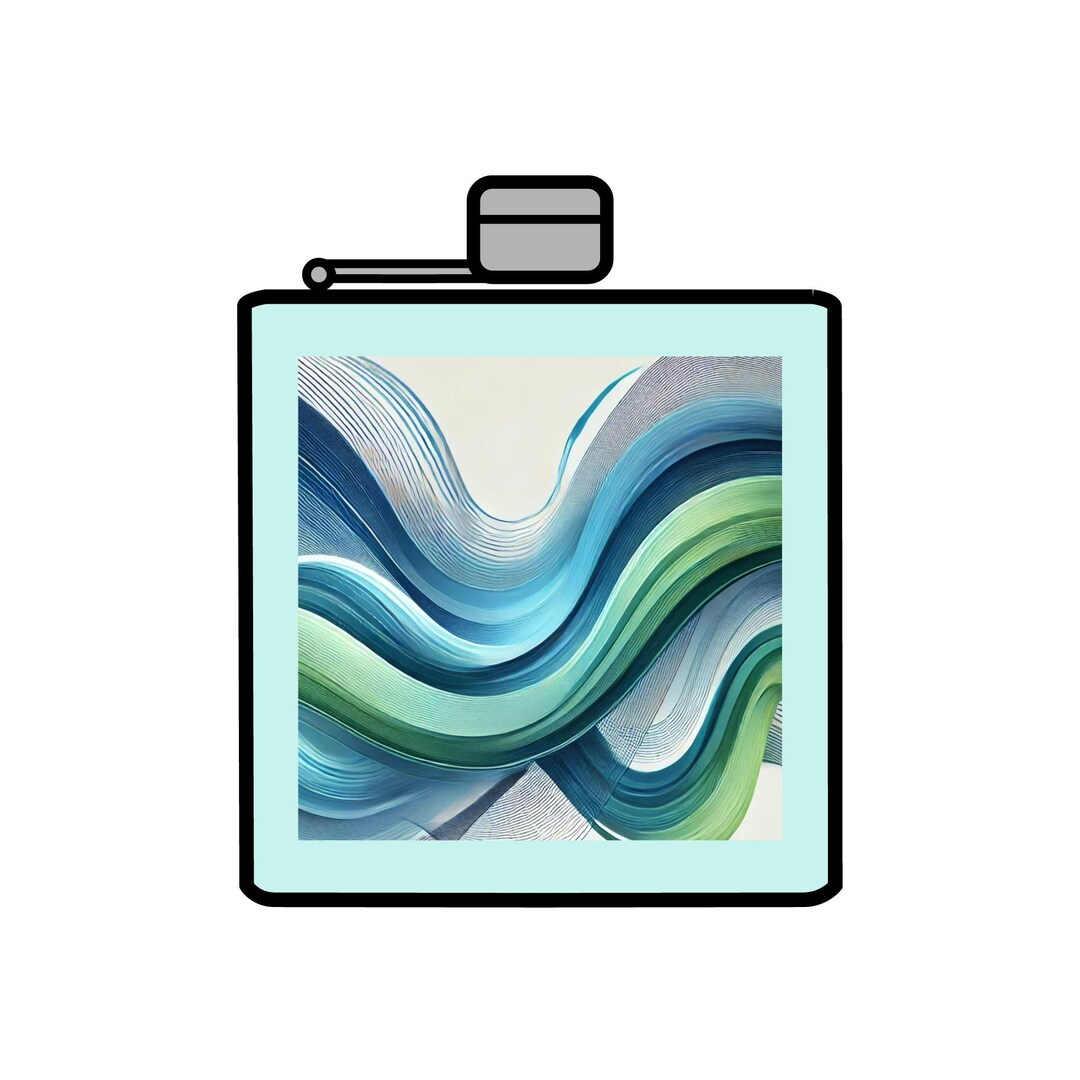 6oz Flask-modern Art Wave Design Stainless Steel Flask, Blue and Geen ...