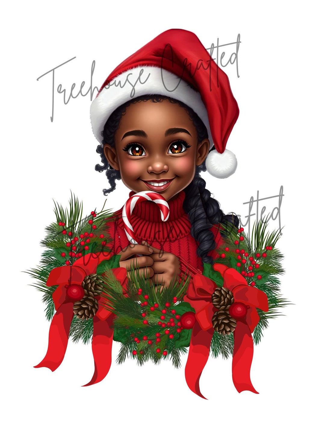 Cute Little Girl Christmas Afro American Clip Art - Etsy