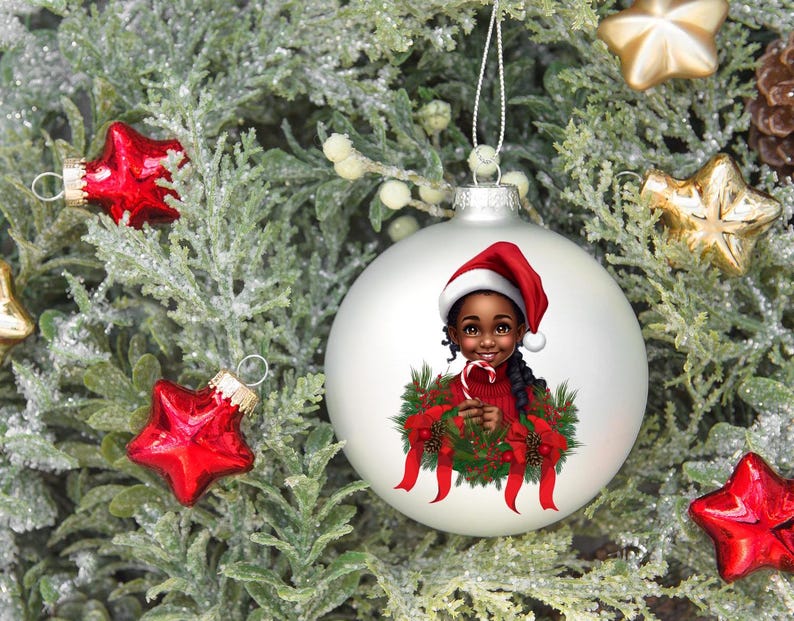 Cute Little Girl Christmas Afro American Clip Art - Etsy