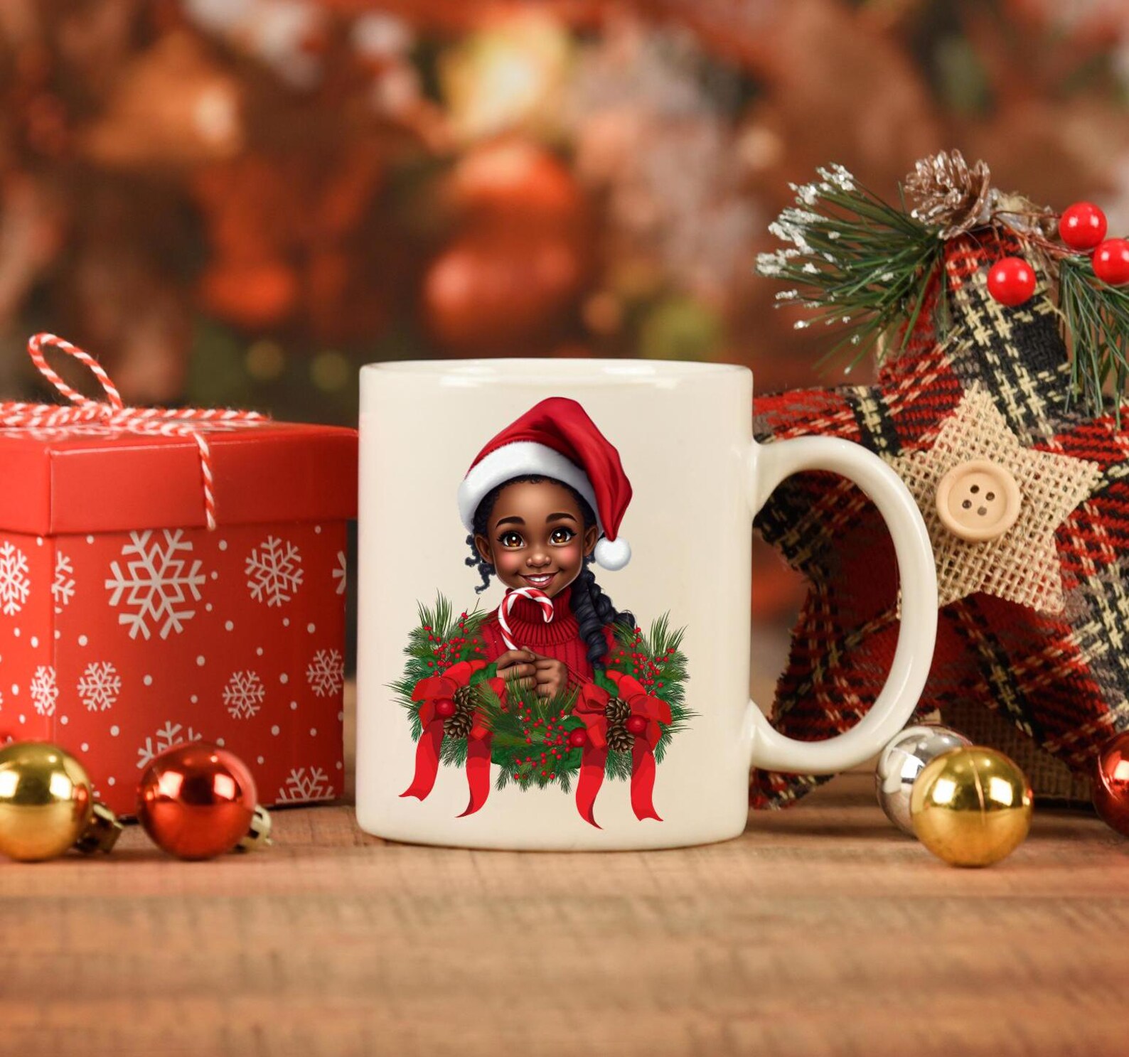 Cute Little Girl Christmas Afro American Clip Art - Etsy