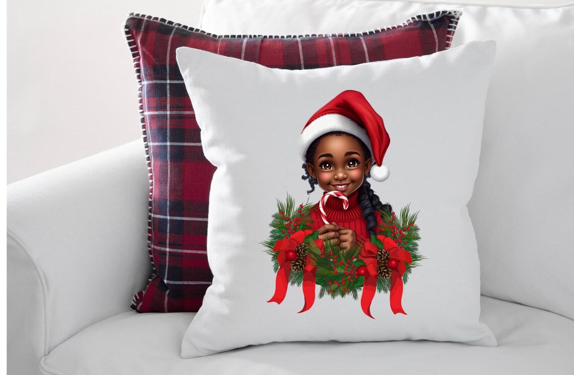 Cute Little Girl Christmas Afro American Clip Art - Etsy