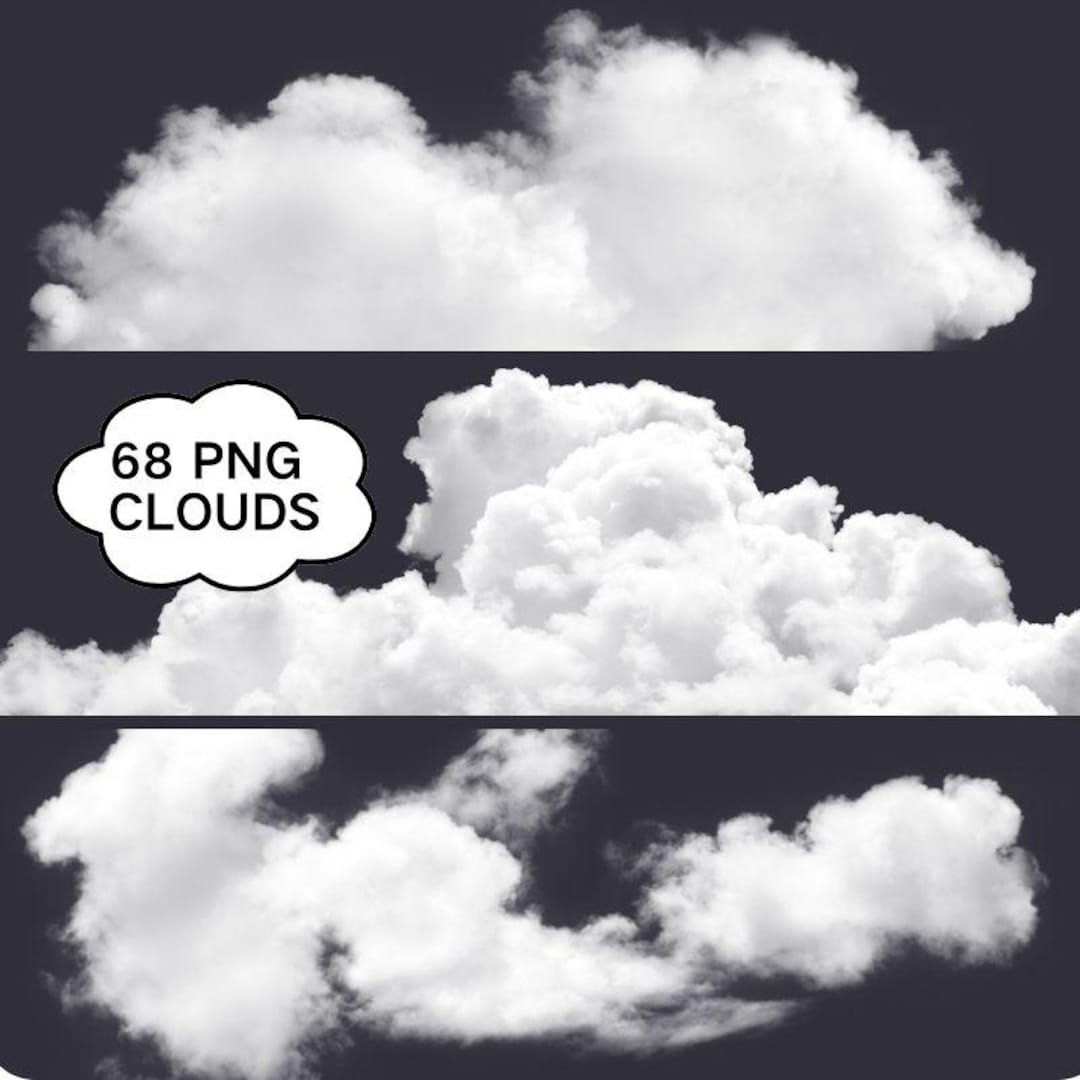 68 Cloud PNG Bundle Overlay Realistic Clouds Clipart Transparent PNGS ...