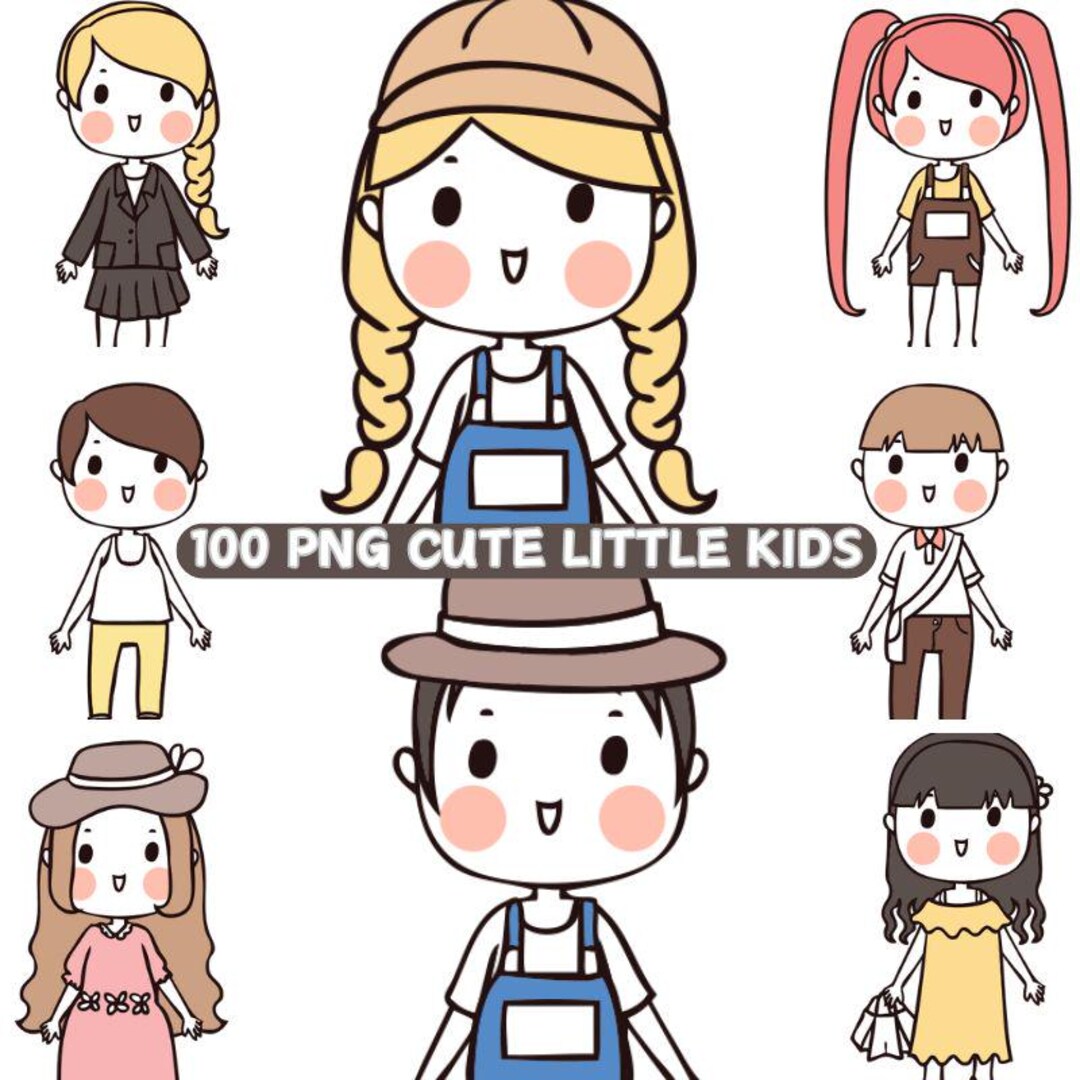 Cute Little Kids Clipart Boy and Girl Clip Art Cartoon Hand Painted ...