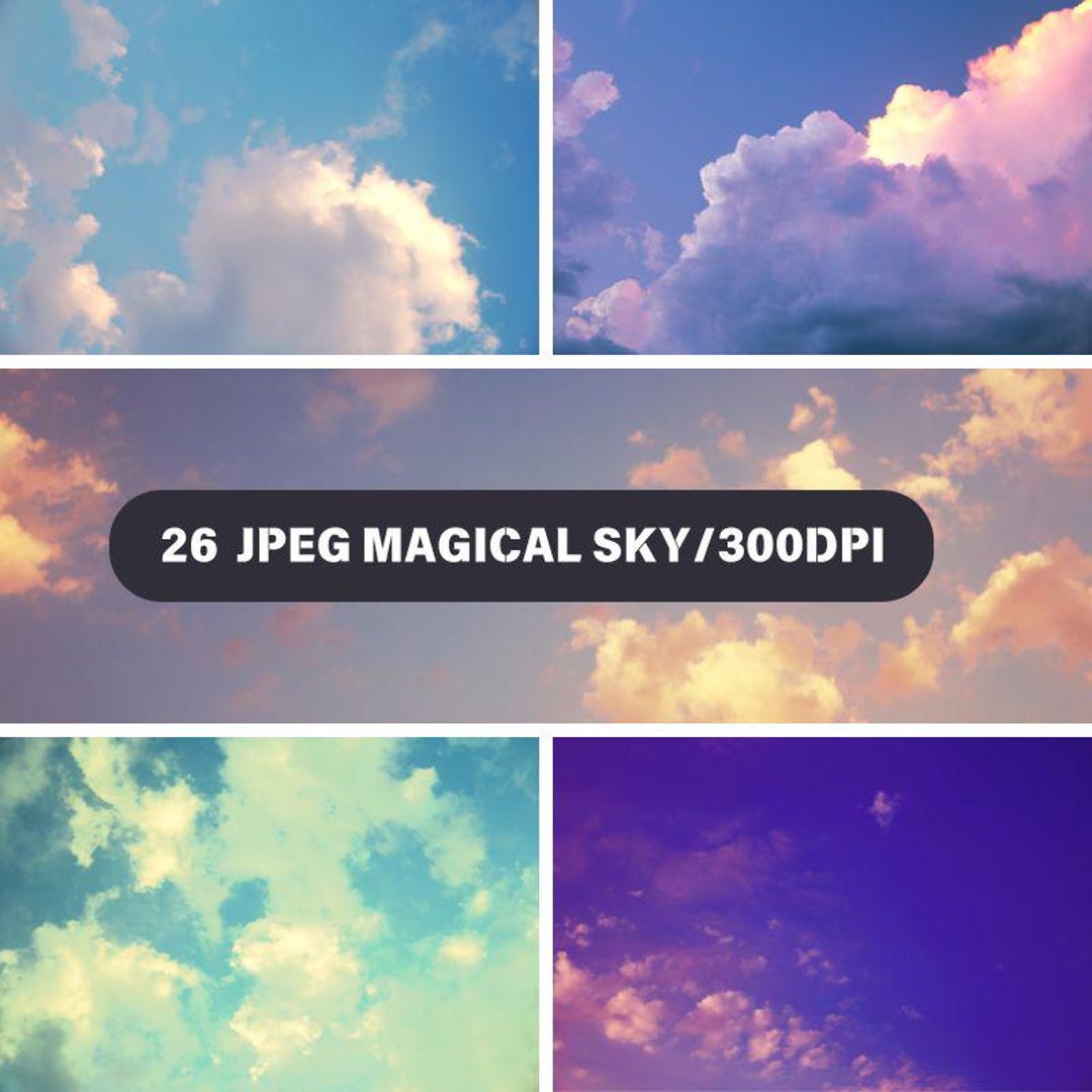 Fantasy Cloudy Sky Digital Paper Set High Quality Sky Backgrounds for ...