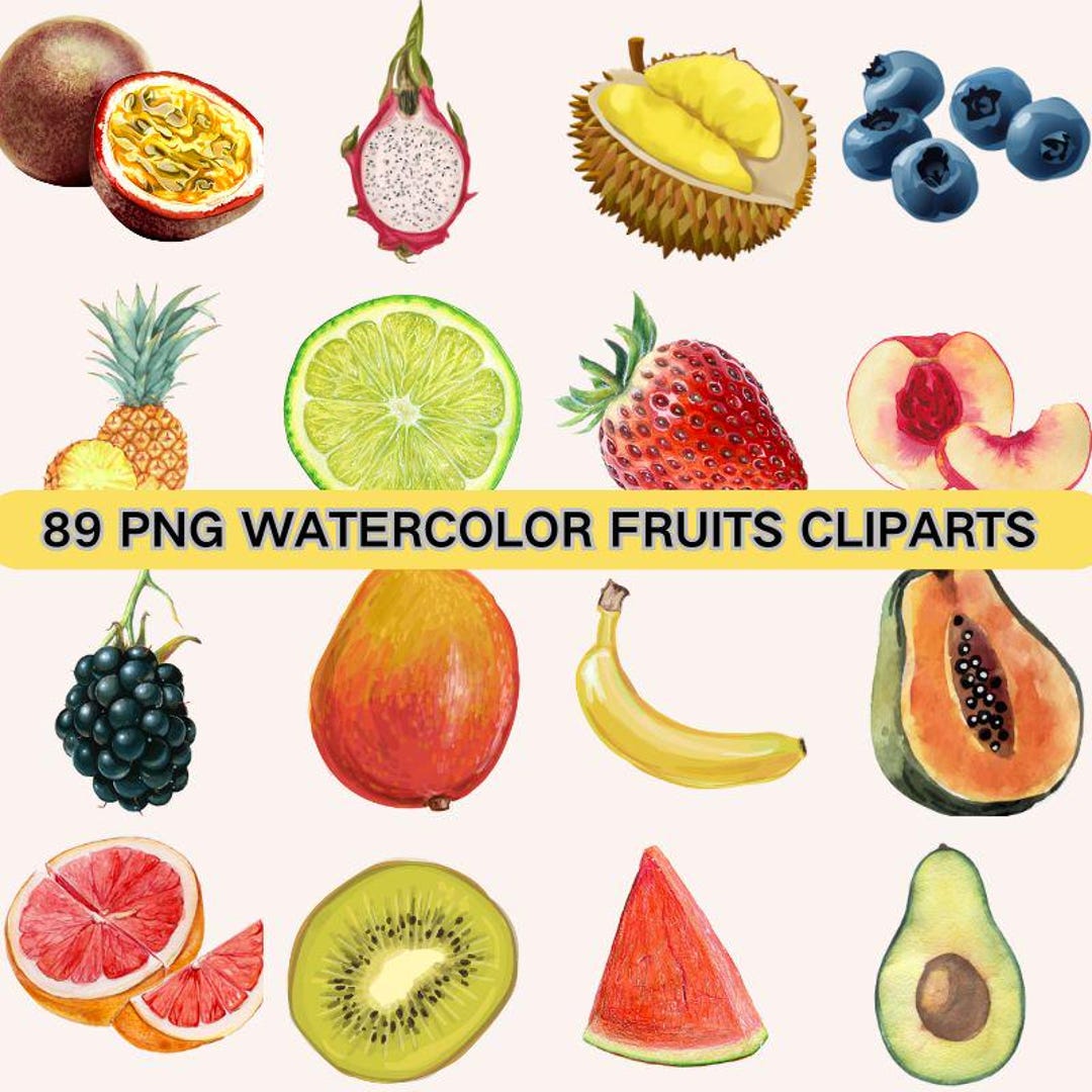 89 Watercolour Fruit Clipart Transparent Png Fruit Element Menu Ad ...