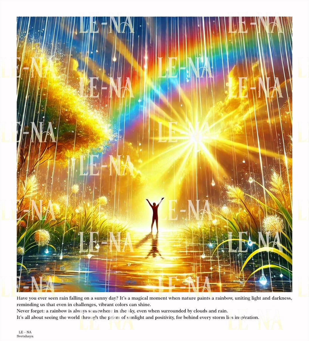 Inspirational High-quality Image and Text Rain, Sunlight, and Rainbow ...