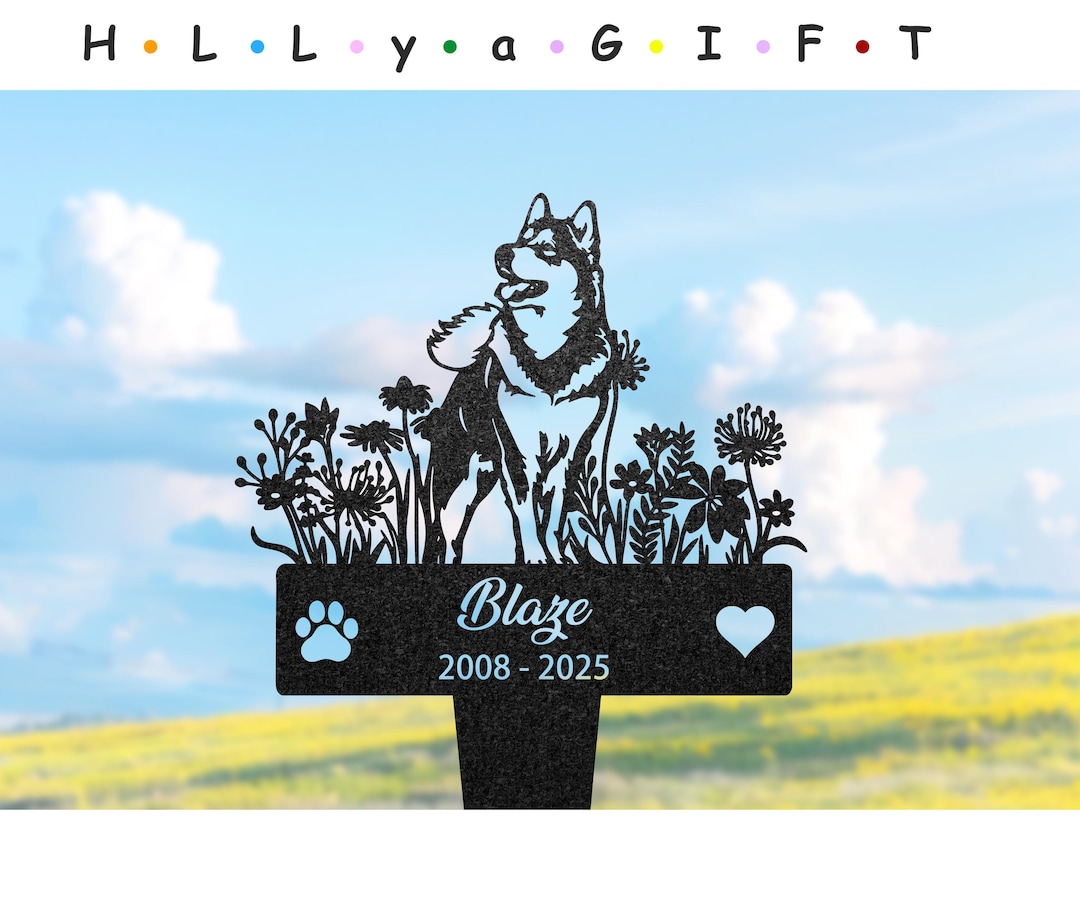 Siberian Husky Memorial Garden Stake, Custom Dog Name Plaque ...