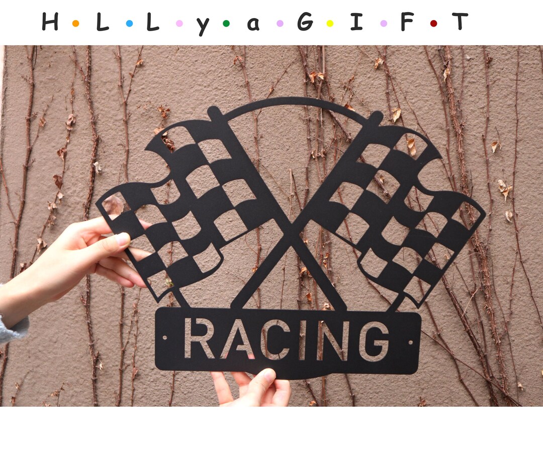 Custom Checkered Flag Racing Sign, Personalized Race Car Sign, Racing ...