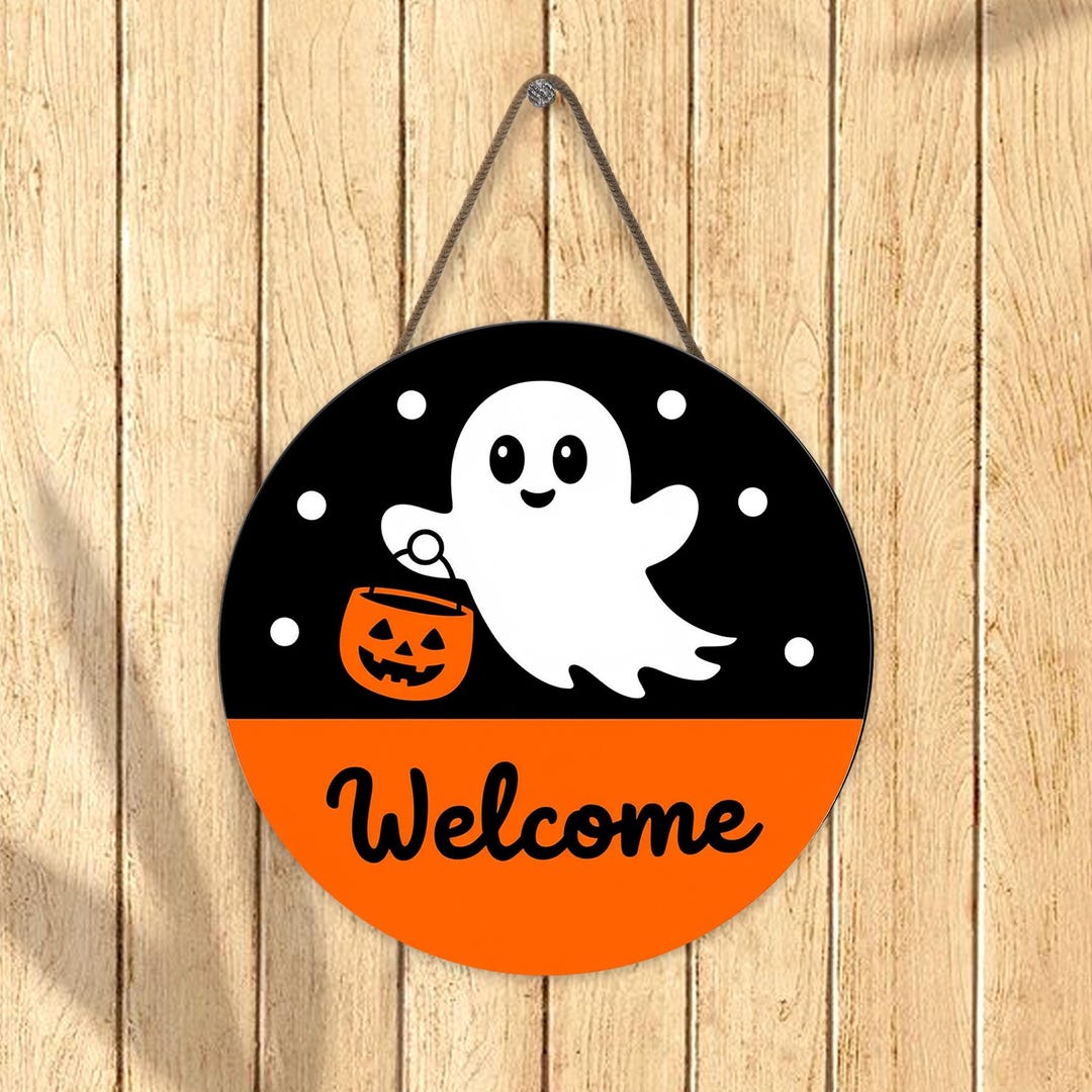 Happy Halloween Decor, Halloween Door Hanger, Porch Welcome Sign ...