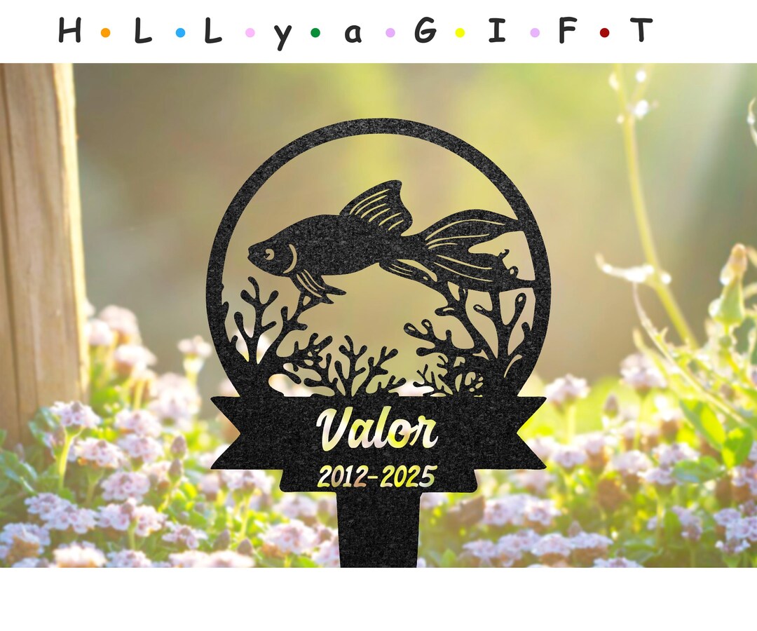 Personalized Fish Memorial Stake, Custom Fish Garden Sign, Pet Outdoor ...