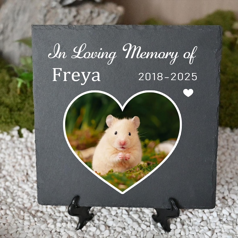 Custom Hamster Memorial Stone, Personalized Photo Grave Marker, Slate ...