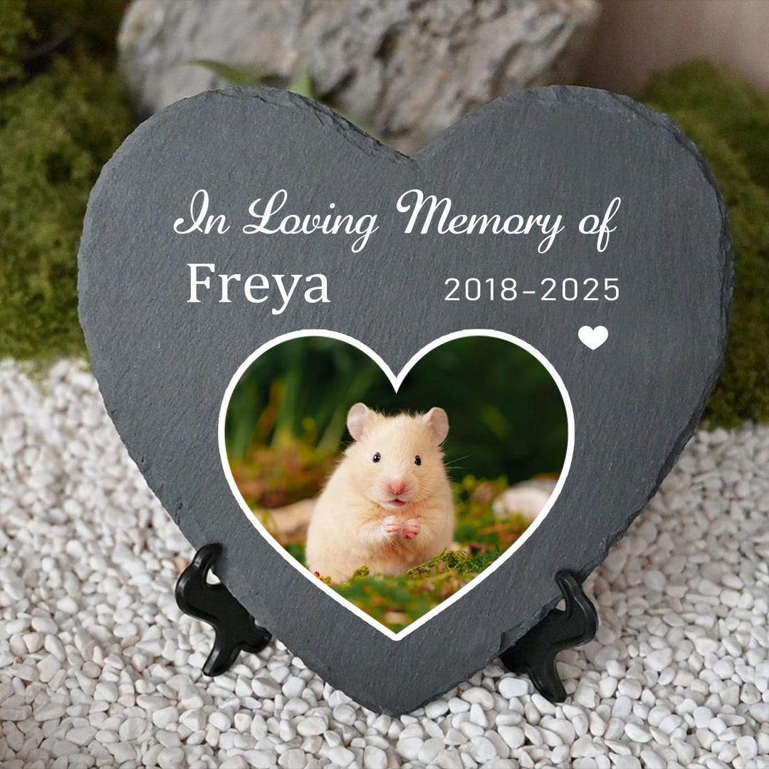 Custom Hamster Memorial Stone, Personalized Photo Grave Marker, Slate ...