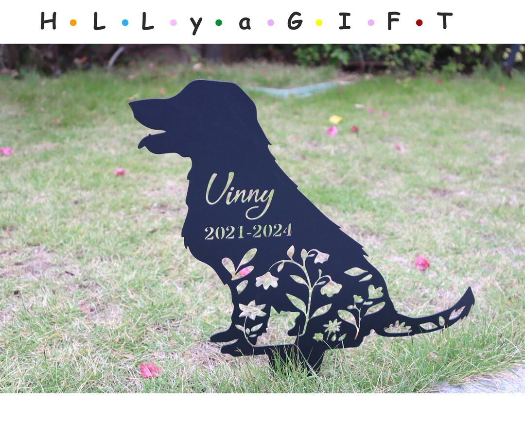 Personalized Labrador Metal Sign, Custom Dog Memorial Ornament, Floral ...
