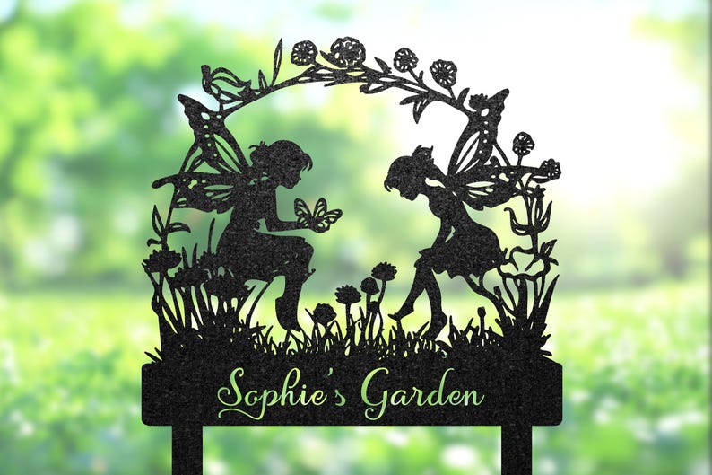 Personalized Fairy Garden Sign, Custom Metal Yard Art, Outdoor Garden ...