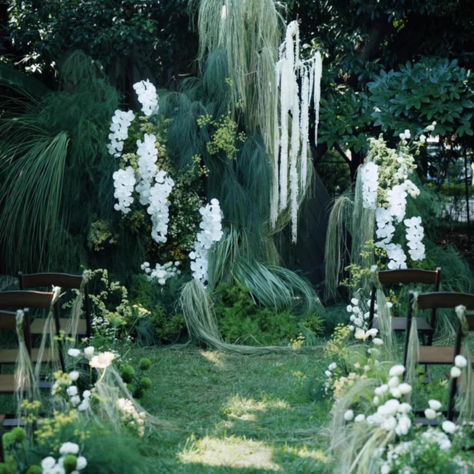 51.1 in Faux Hanging Rice, Draping Lines, Floral Wedding, Wool ...