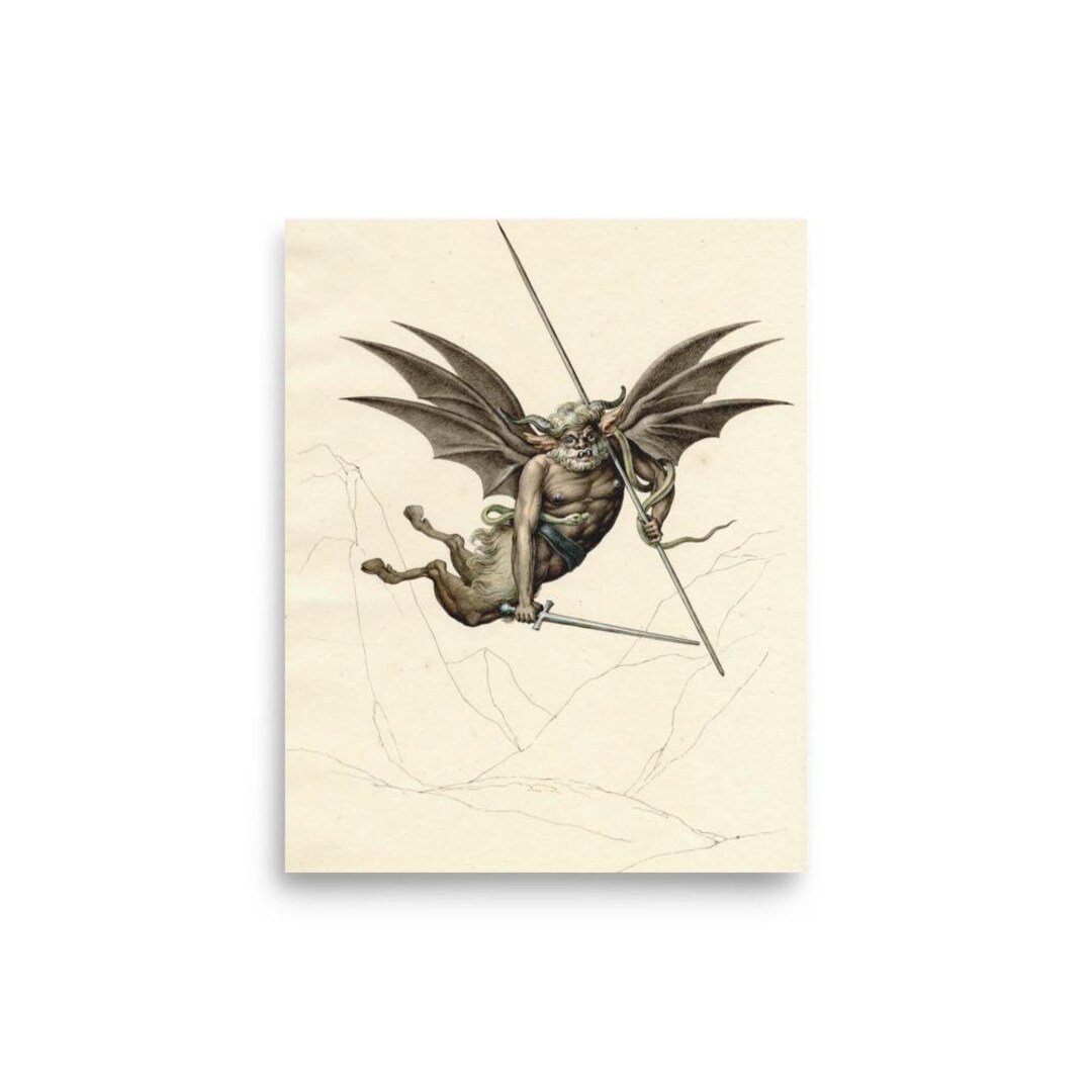 Renaissance Art Print - Winged Devil - Gothic Wall Art - Etsy
