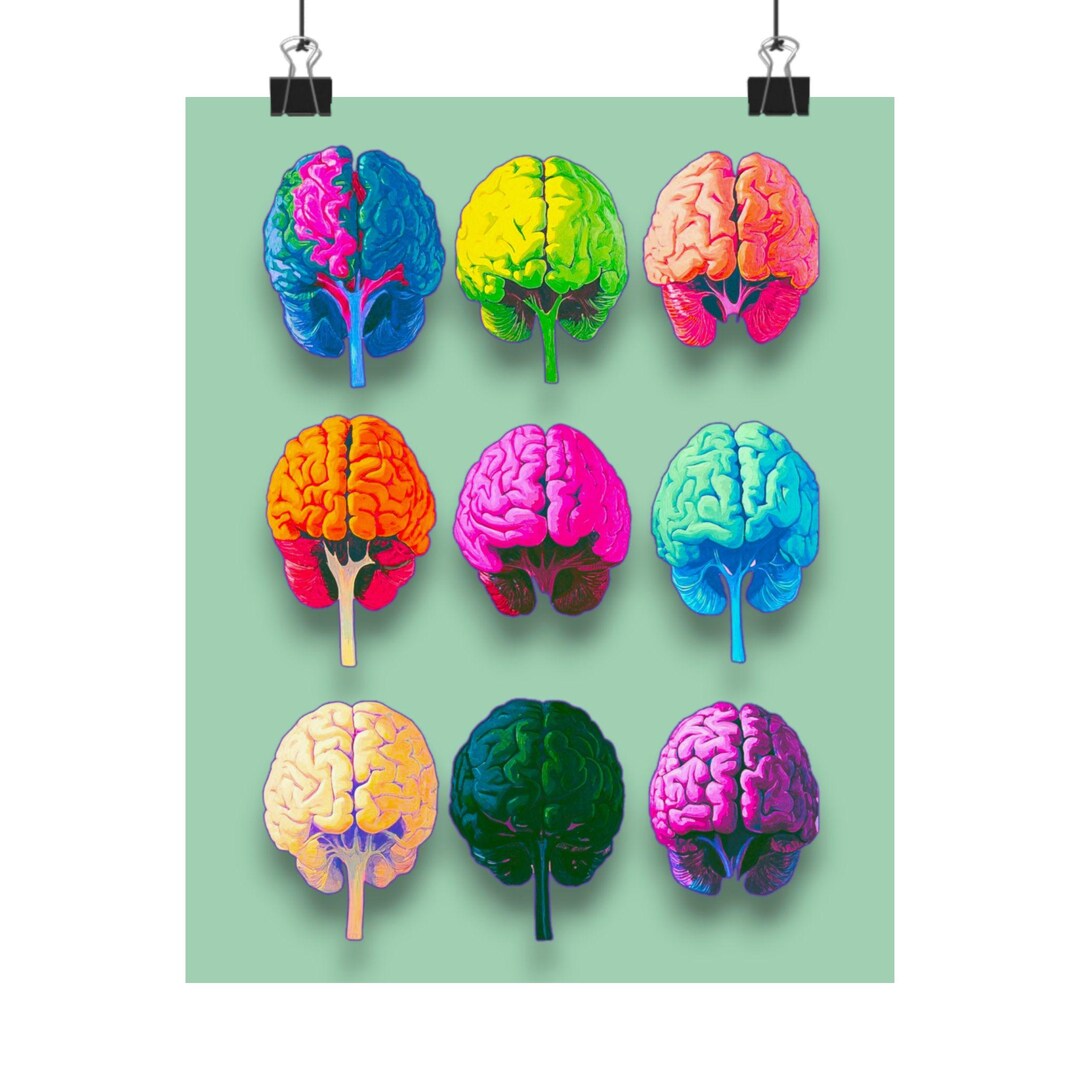 Colorful Brain Grid Art Abstract Illustration With Multicolor Brains ...