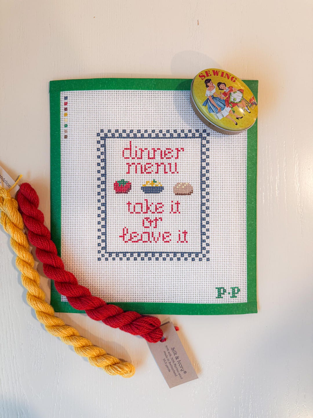 Dinner Menu: Take It or Leave It | Hand Painted Needlepoint 13 Mesh ...