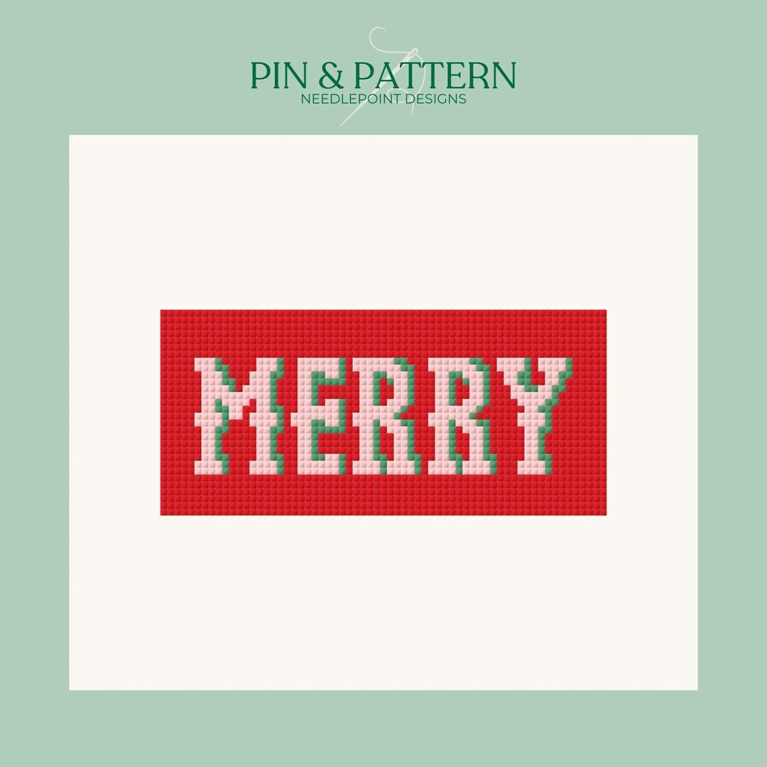 Merry Needlepoint Pattern| 13 Mesh Pattern Chart | Digital Needlepoint ...