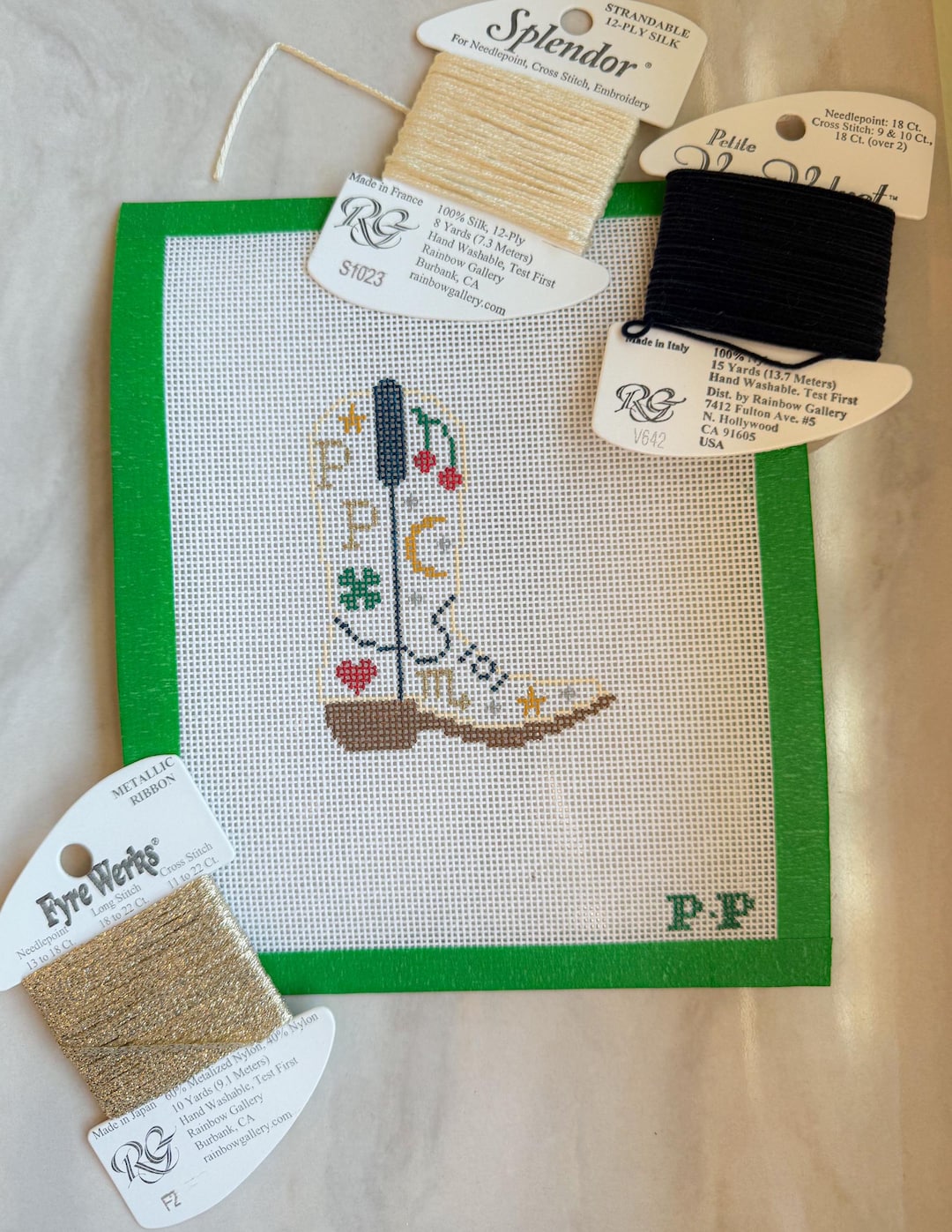 Lucky Girl Cowboy Boot | Hand Painted Semi Custom Needlepoint 18 Mesh Canvas | Canvas Only - Etsy