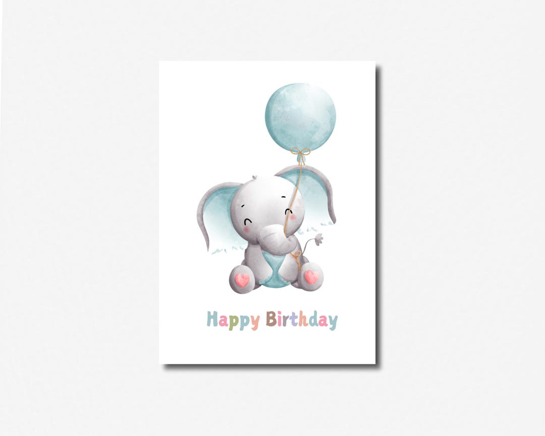 Happy Birthday Card, Cute Animal Birthday Card, Printable Birthday Card ...