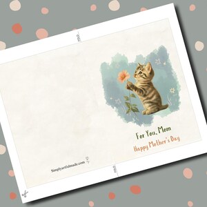 Happy Mother's Day Card, for You, Mom Card, Cute Baby Cat With Flowers ...