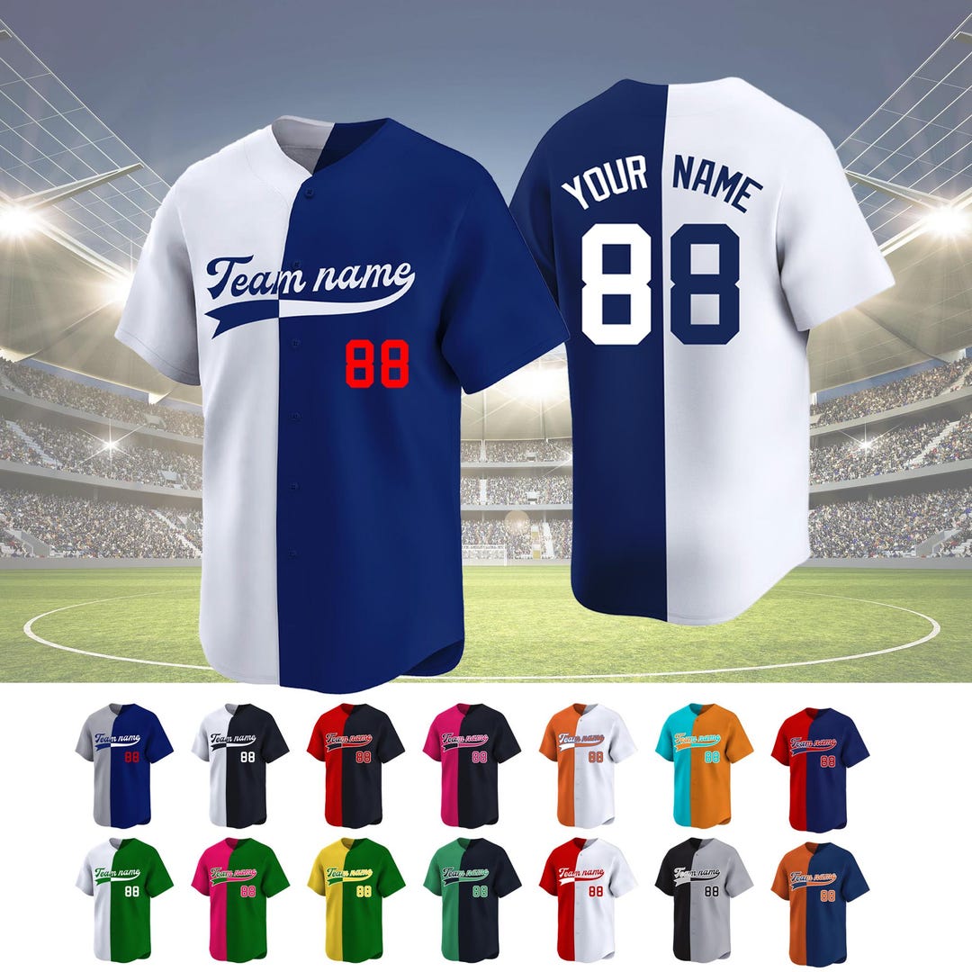 Custom Split Baseball Jersey, Personalized Name Number Logo ...
