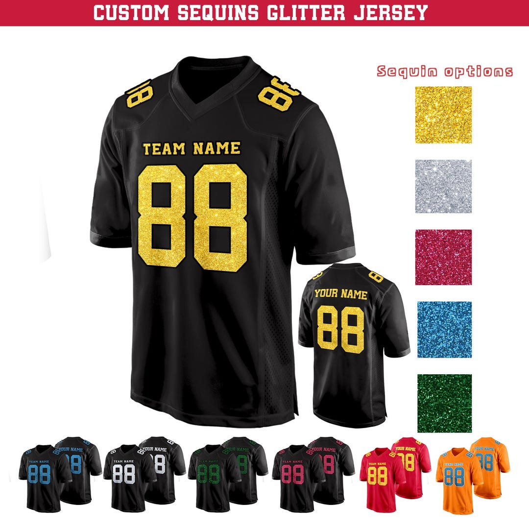 Custom Bling Football Jersey, Custom Glitter Jerseys, Personalized ...