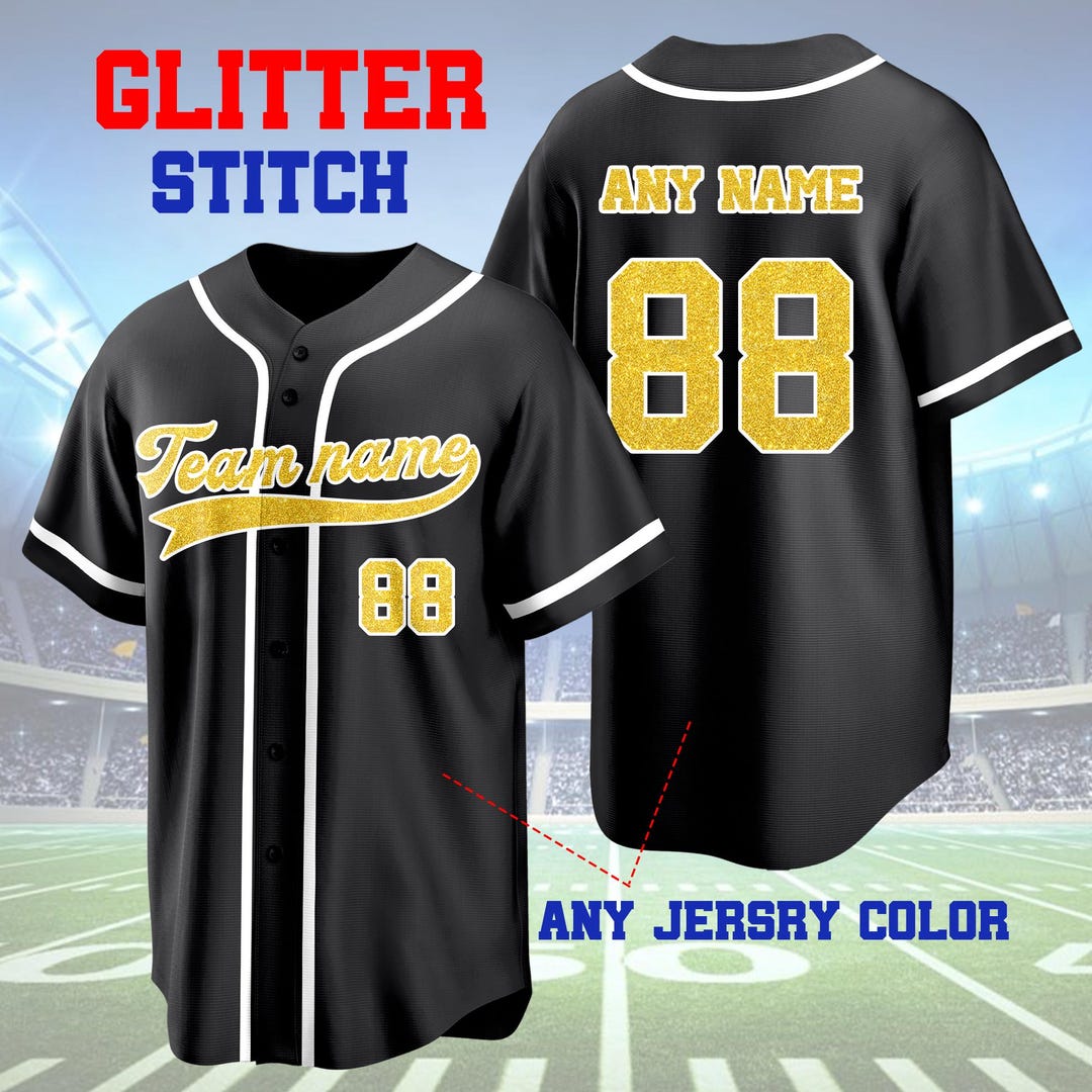 Custom Glitter Baseball Jersey Personalized Stitched Sequins Baseball ...