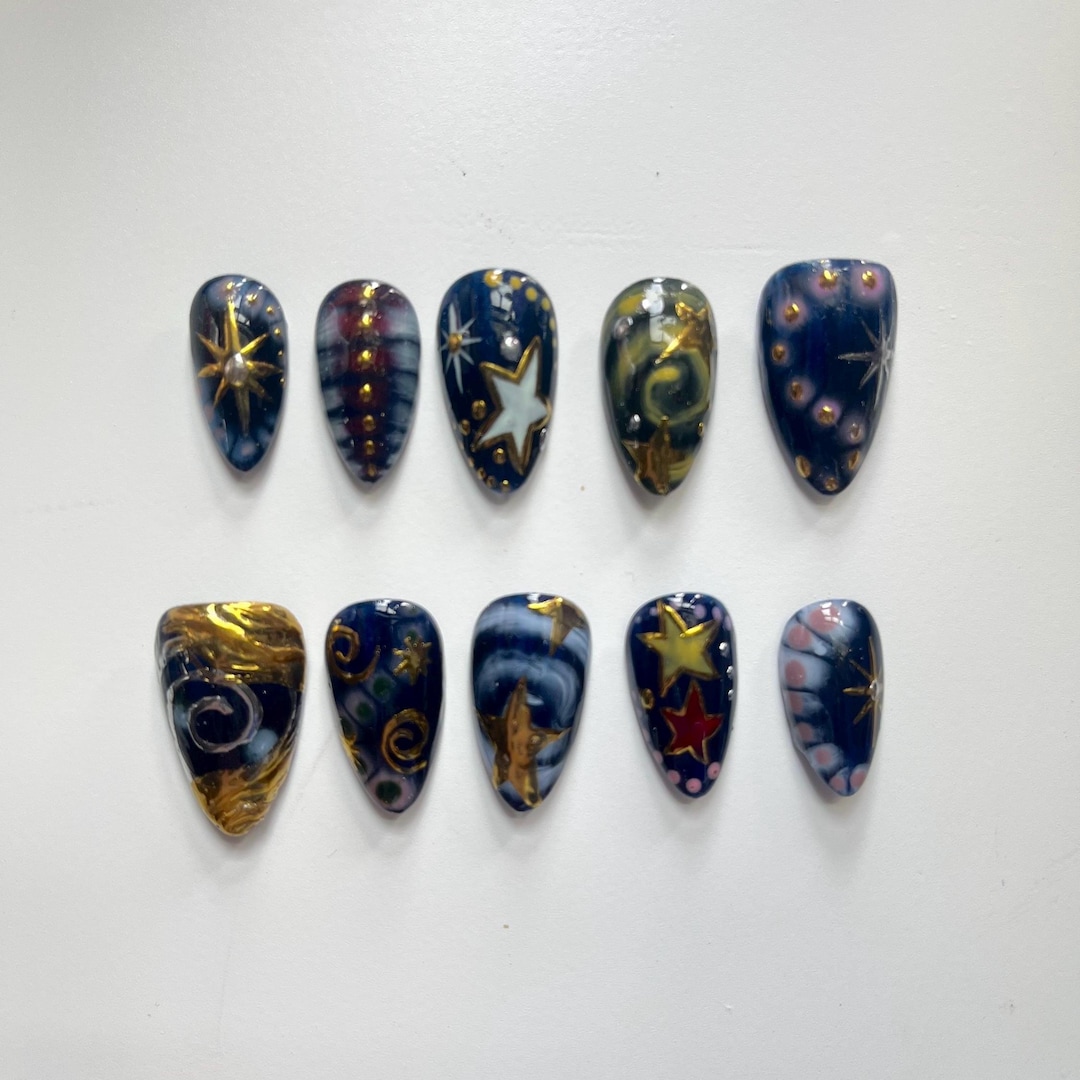 Whimsigoth Nails//press on Nails//cute Nails//star Nails//quirky Nails ...