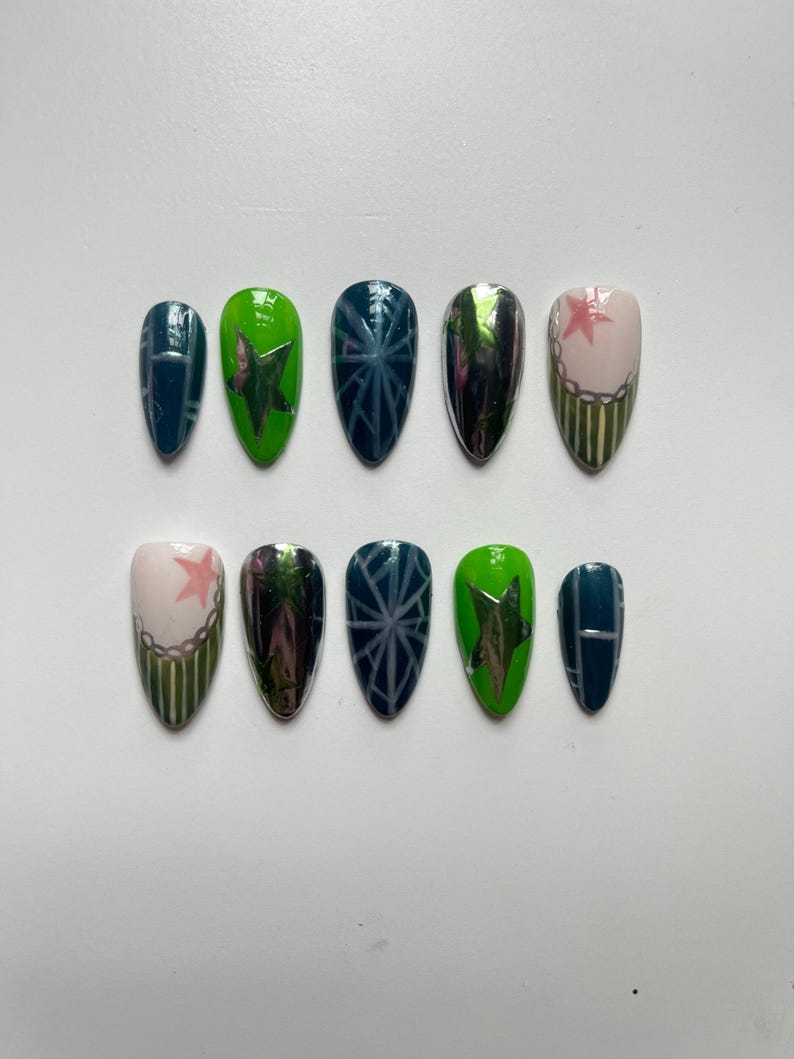 Jolyne Kujo Nails//press on Nails//cute Nails//anime Nails //JJBA Nails ...