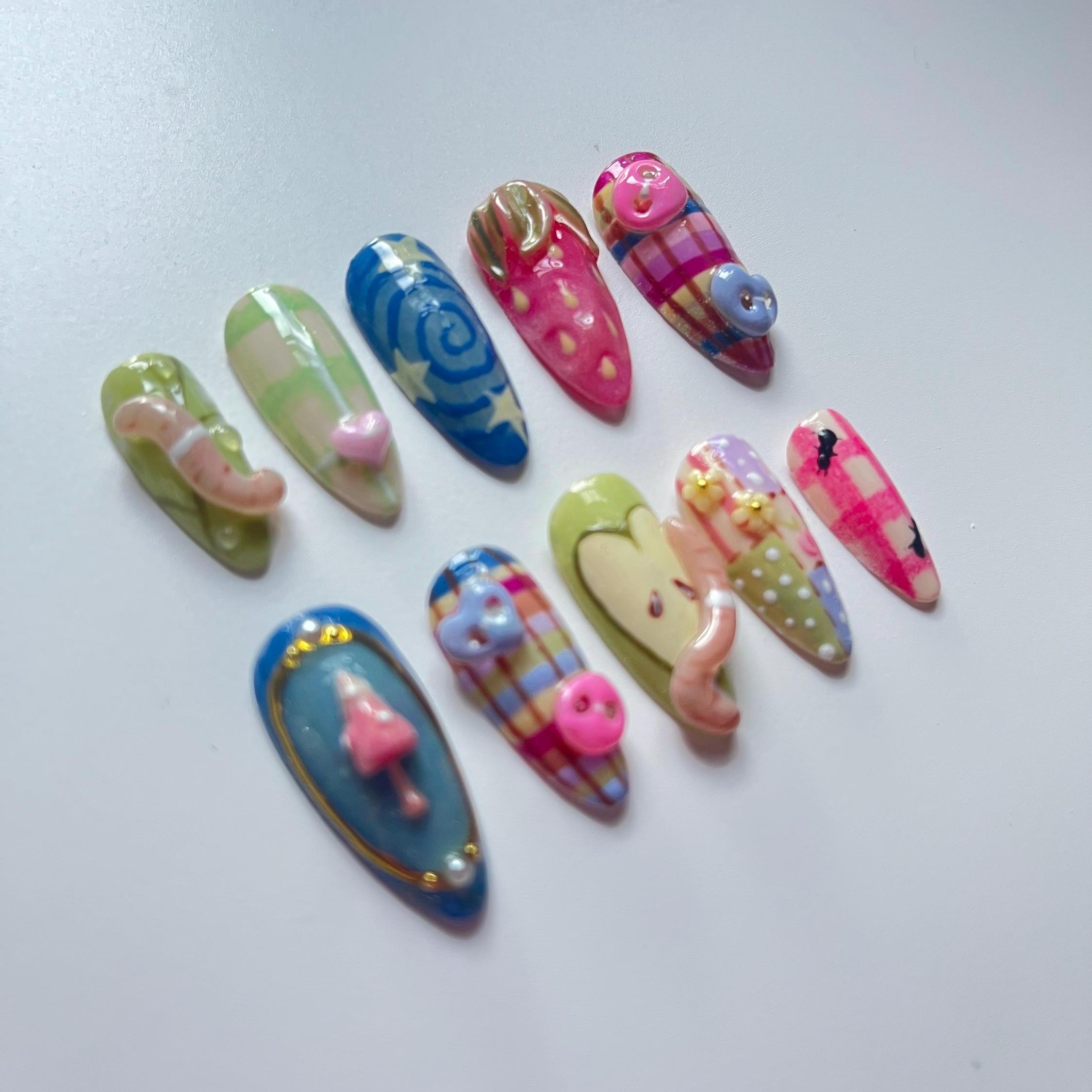 Cottagecore Nails//press on Nails//cute Nails//fruit Nails//spring ...