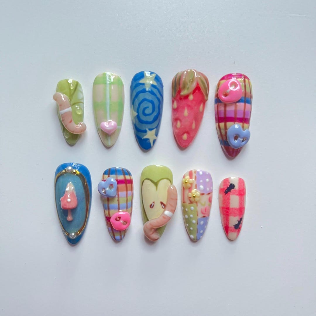 Cottagecore Nails//press on Nails//cute Nails//fruit Nails//spring ...